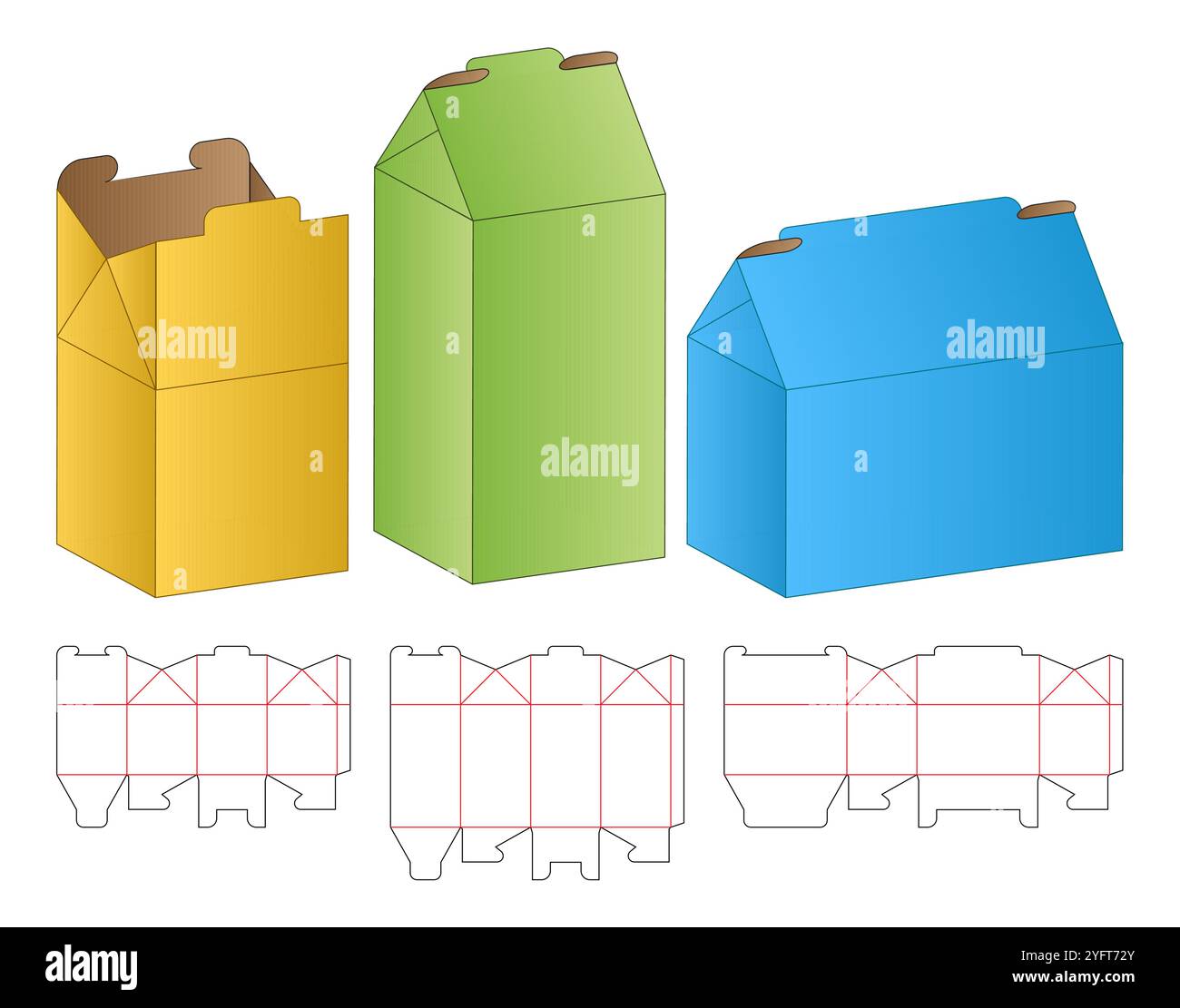 Box packaging die cut template design. 3d mock-up Stock Vector Image ...