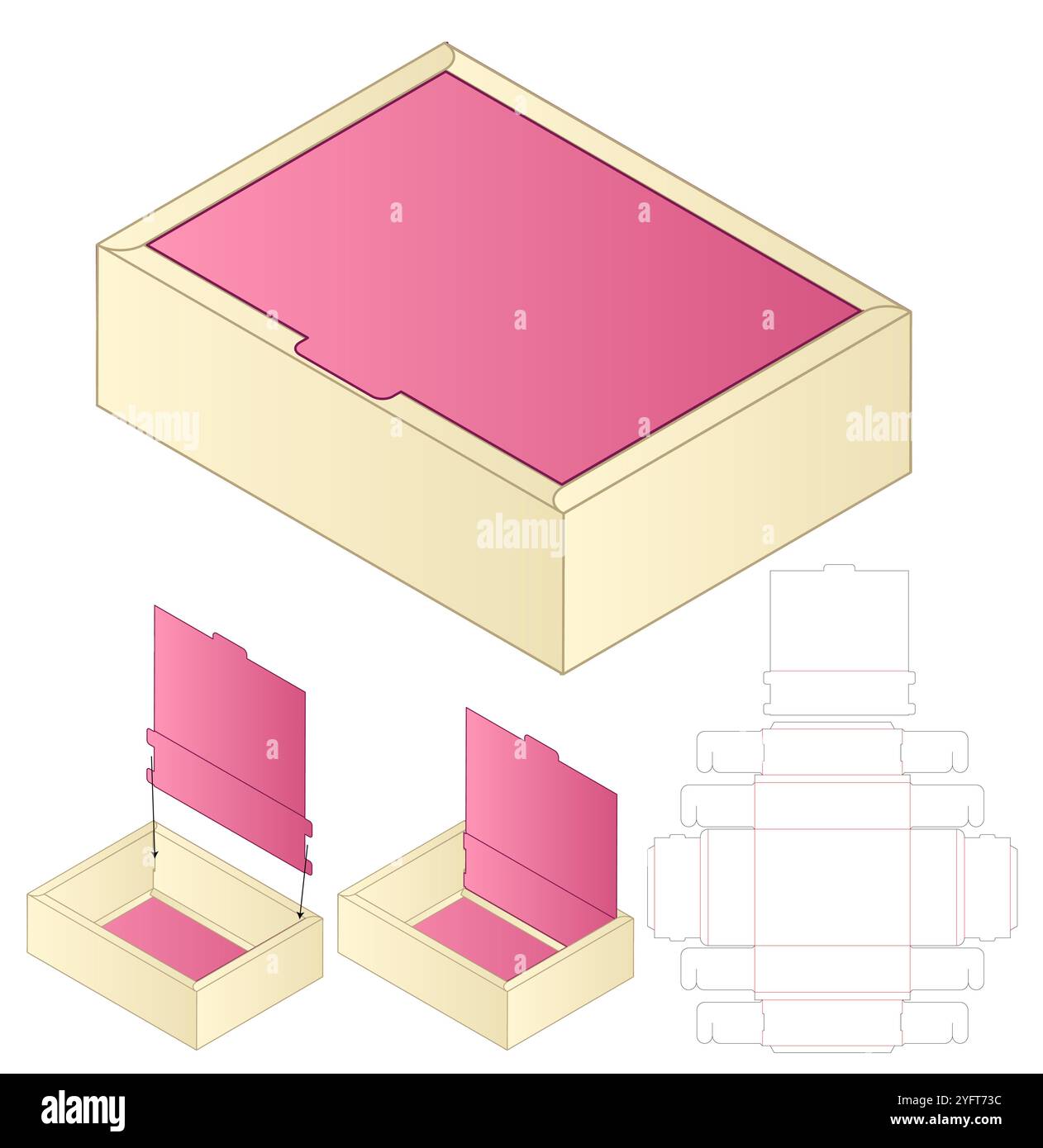 Box packaging die cut template design. 3d mock-up Stock Vector Image ...