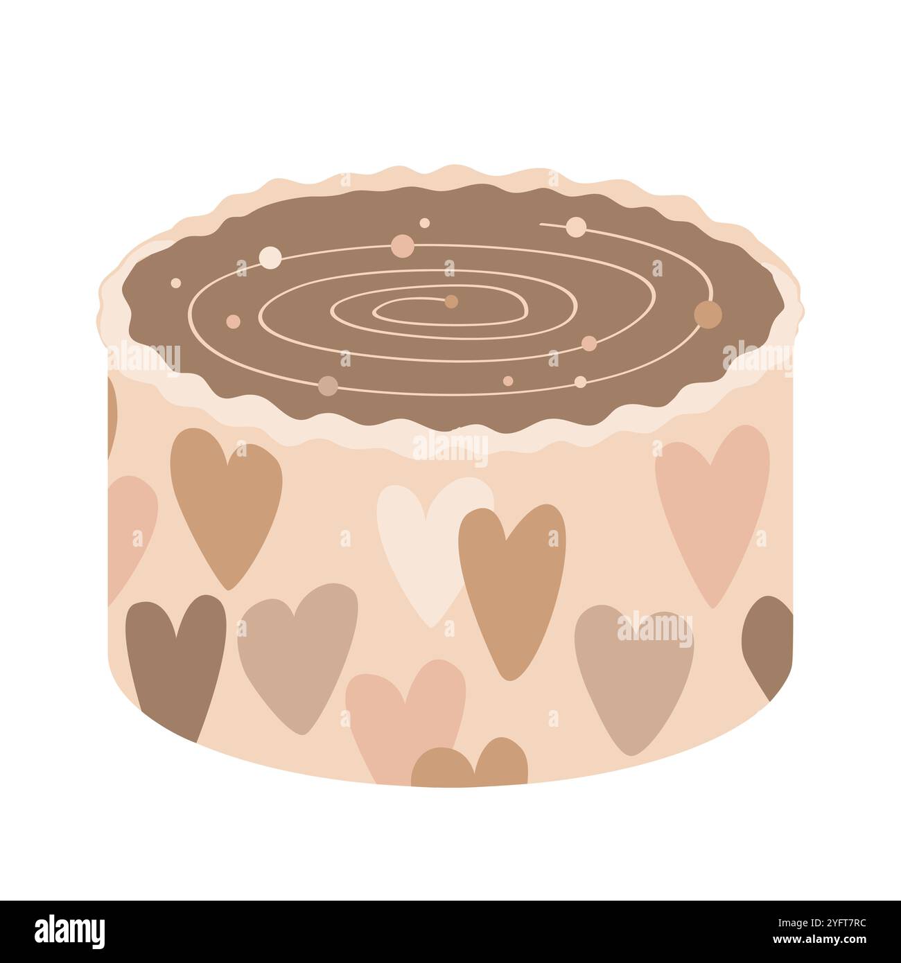 Cute bento cake with stylish pastel hearts. Happy Birthday isolated ...