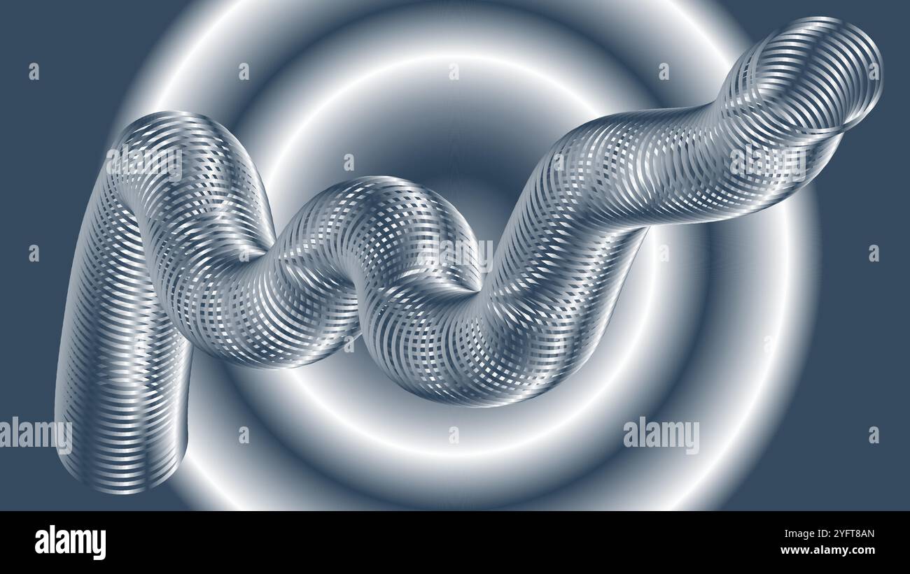 Silver abstract background with wavy pipe of circles Stock Vector Image ...