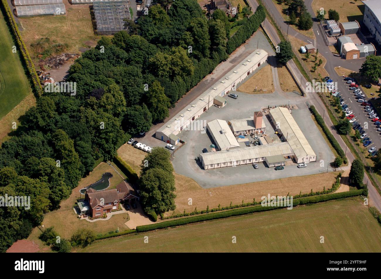 Aerial view of Walker, Barnett and Hill auction rooms at Cosford in ...