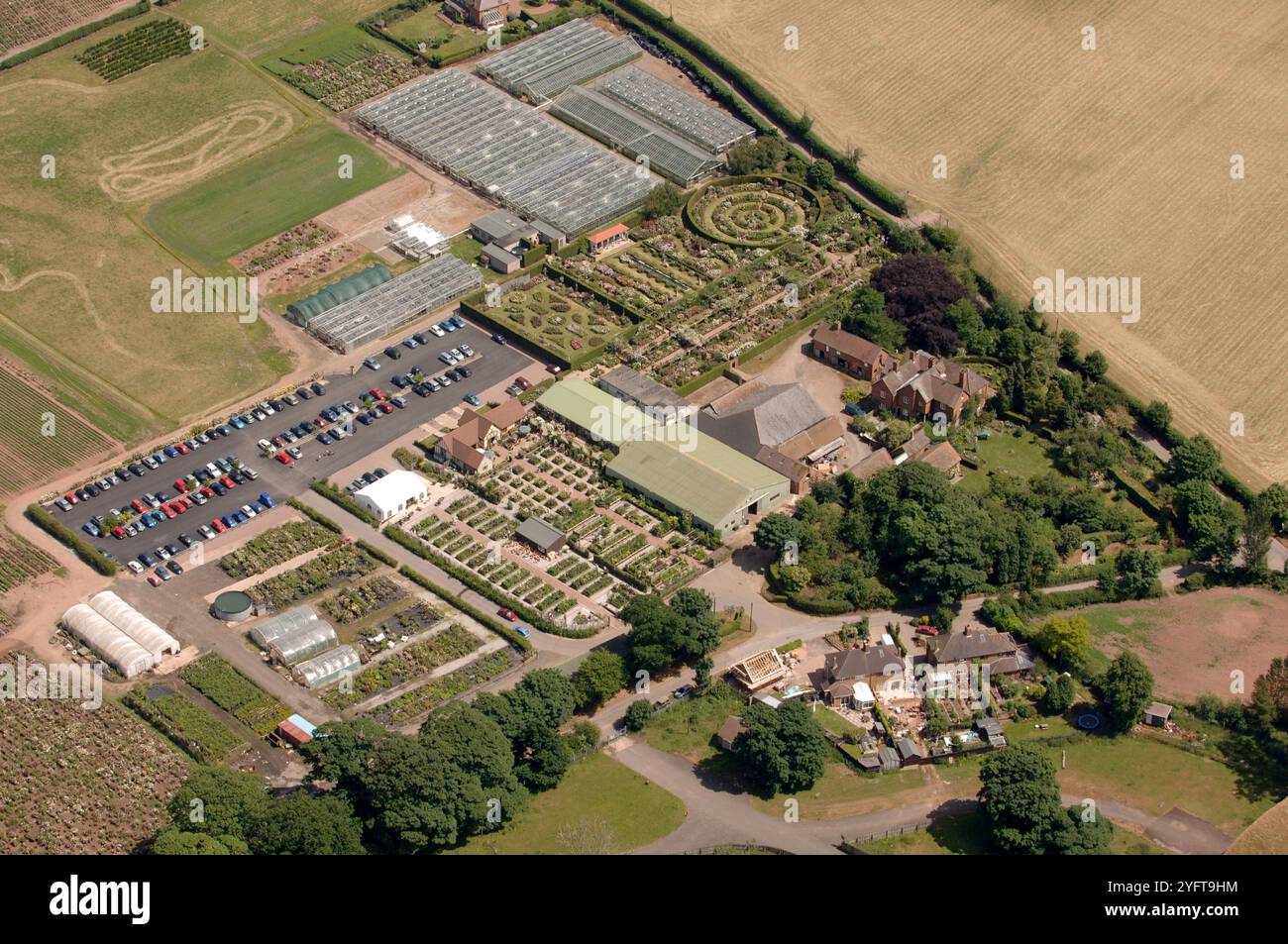 Aerial view of David Austin Roses Ltd at Albrighton, Uk Stock Photo - Alamy
