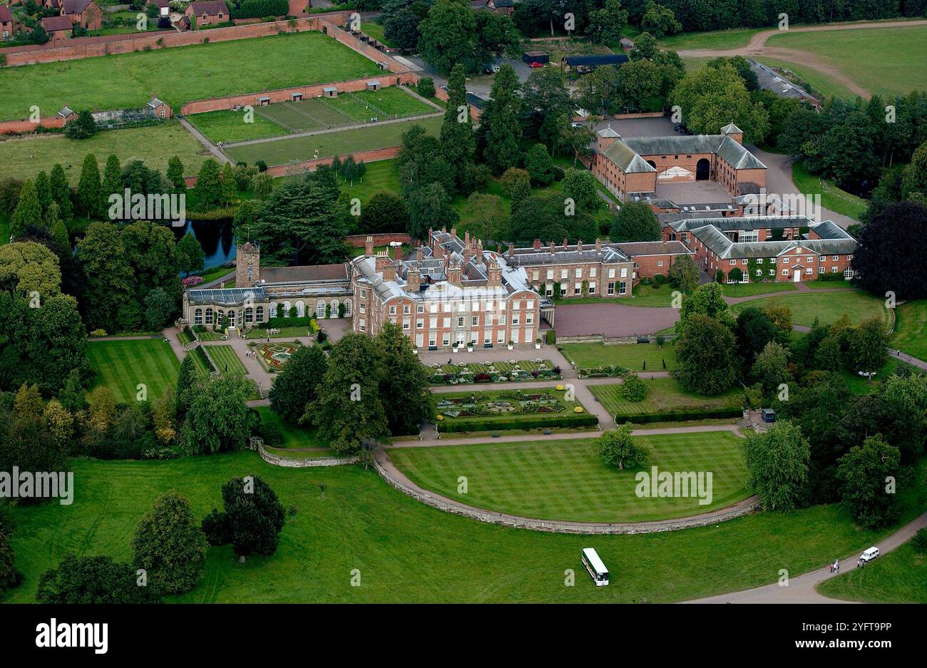 Aerial view of Weston Park Hall on the Shropshire and Staffordshire ...