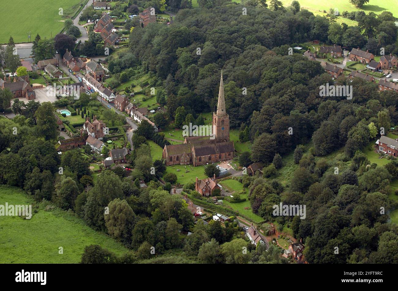 Aerial view of the Englsih village of Worfield in Shropshire, Uk Stock ...