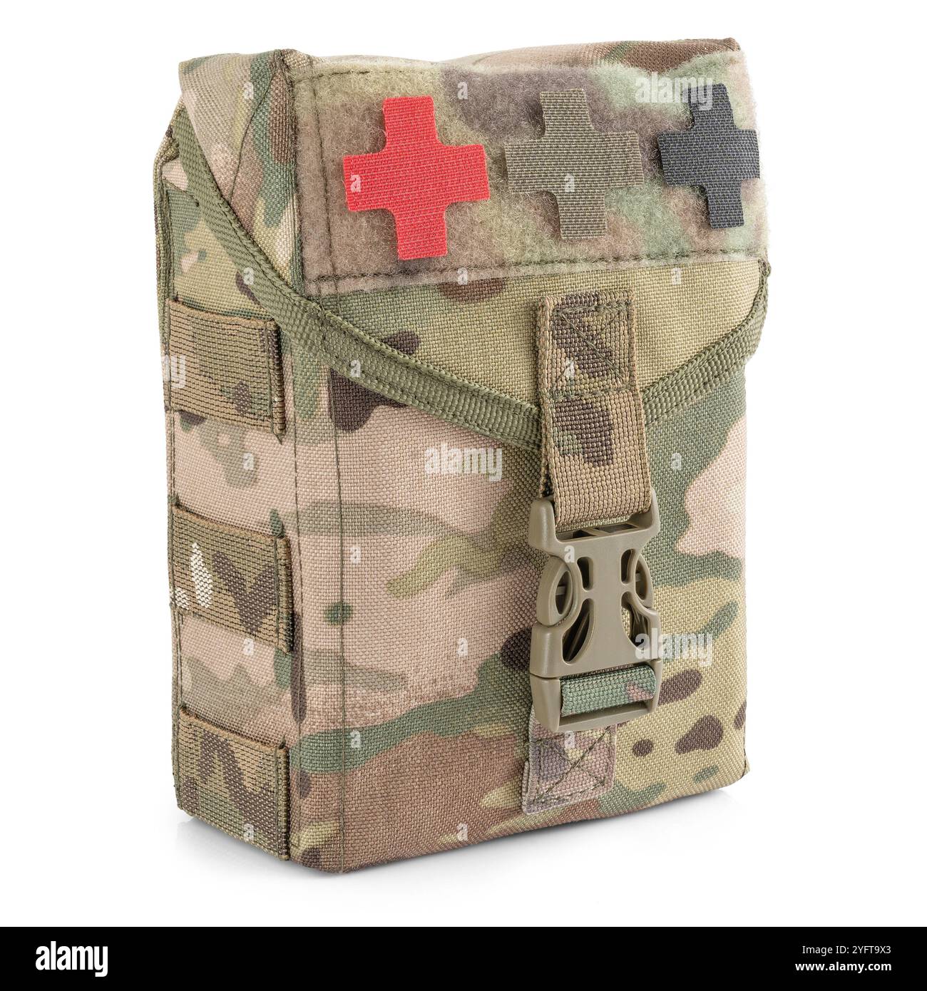 First aid kit in multicam camouflage. Military tactical equipment for ...