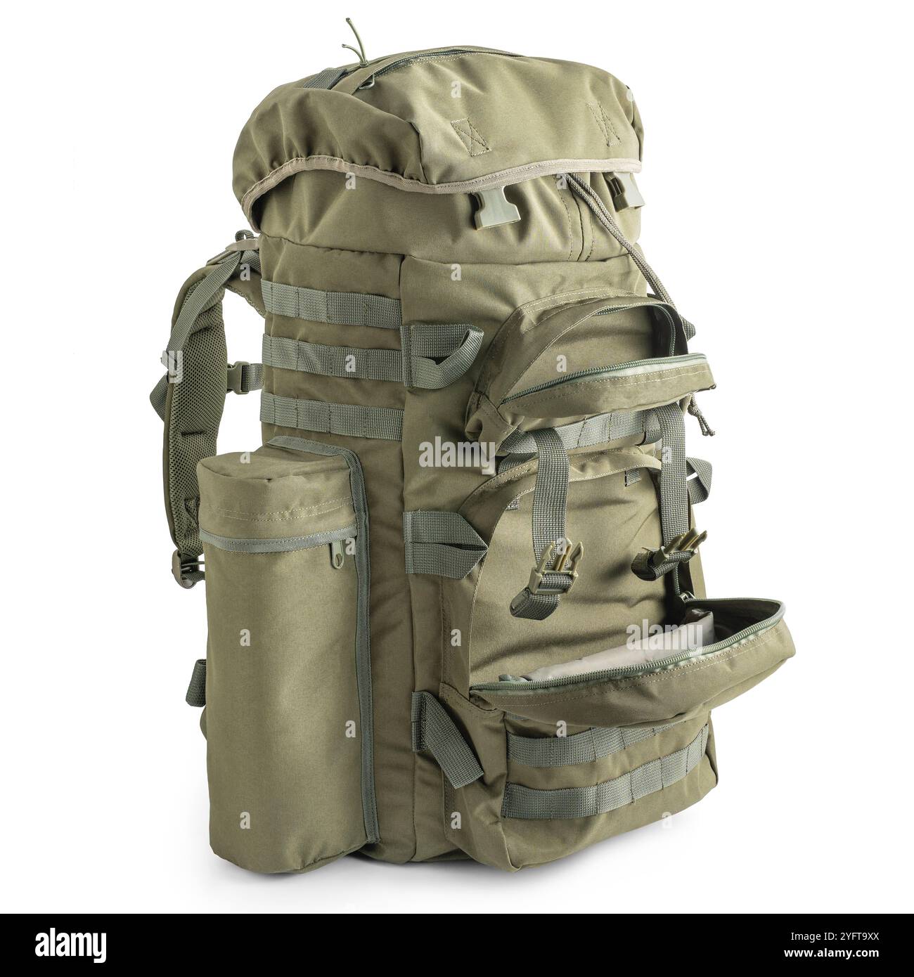 Army backpack in khaki color. Tactical military pack Stock Photo - Alamy