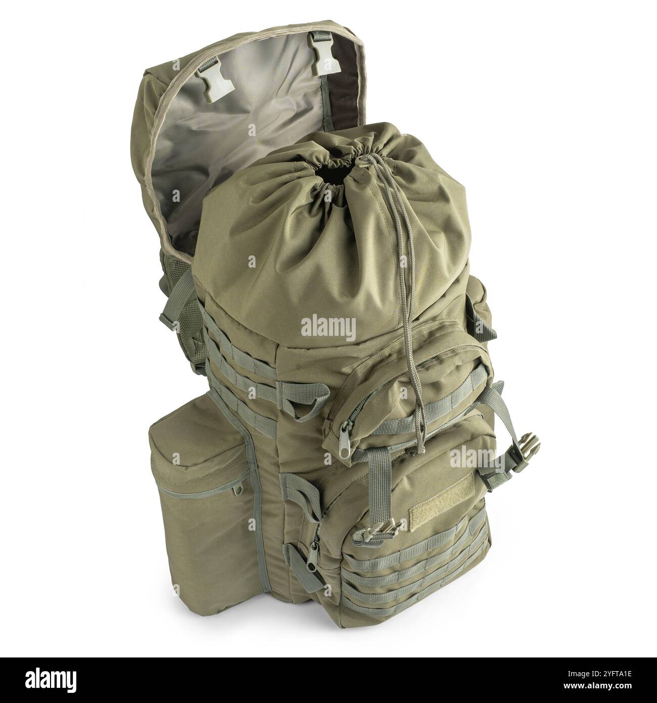 Army backpack in khaki color. Tactical military pack Stock Photo - Alamy