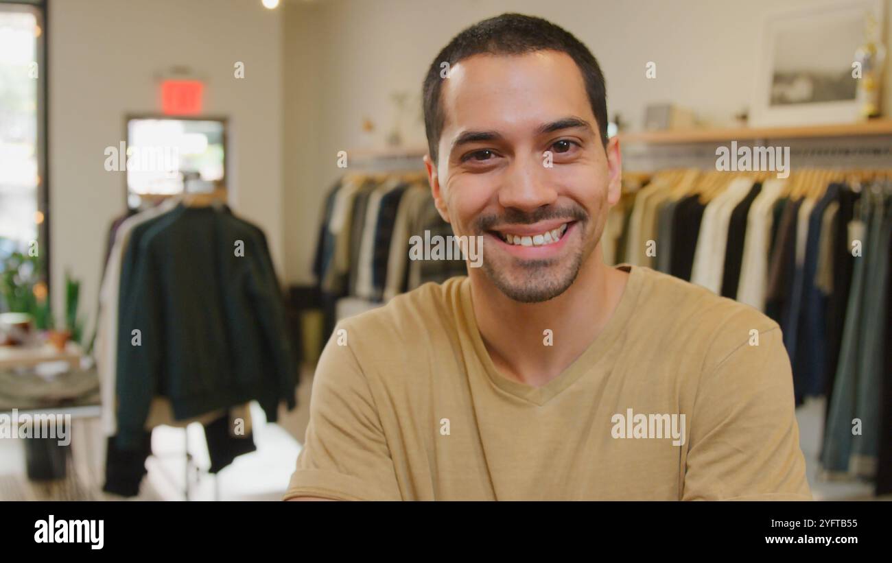 Hispanic man male shopping shop business store manager hi-res stock ...