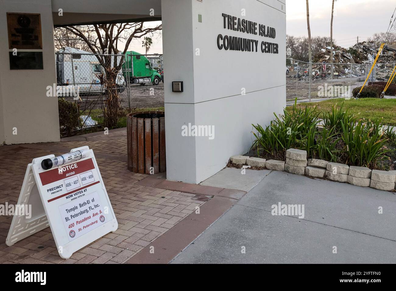 A notice of the relocation of the election polling place sits in the ...