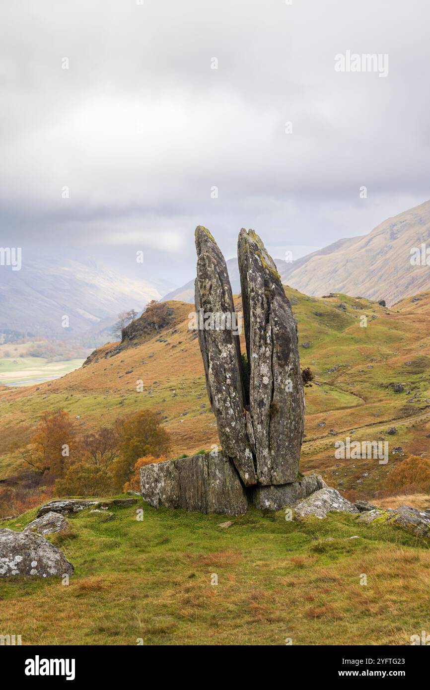 The Praying Hands of Mary is a famous split rock above remote Glen Lyon ...