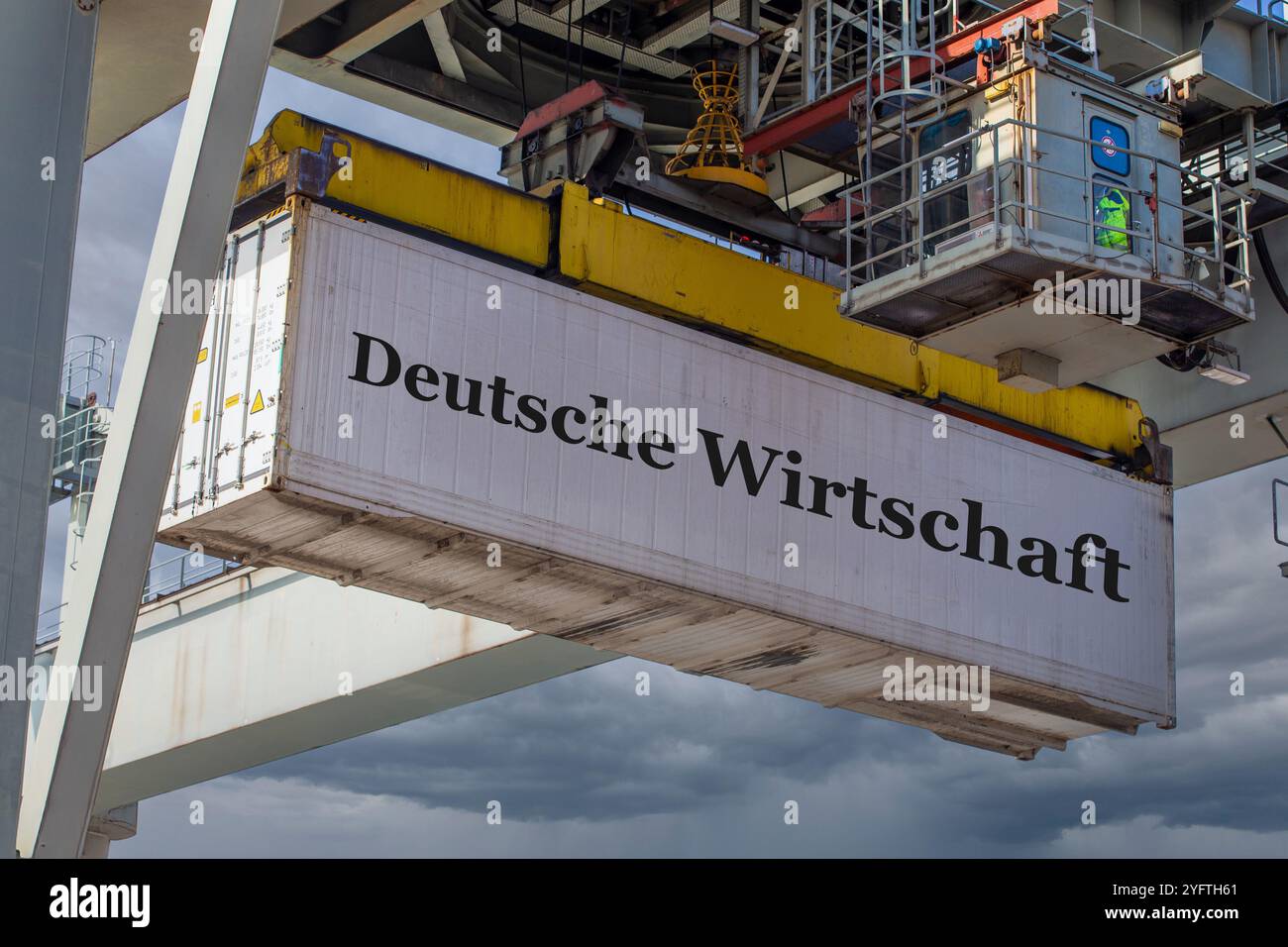 DEUTSCHE WIRTSCHAFT lettering on a shipping container (Composing Stock ...