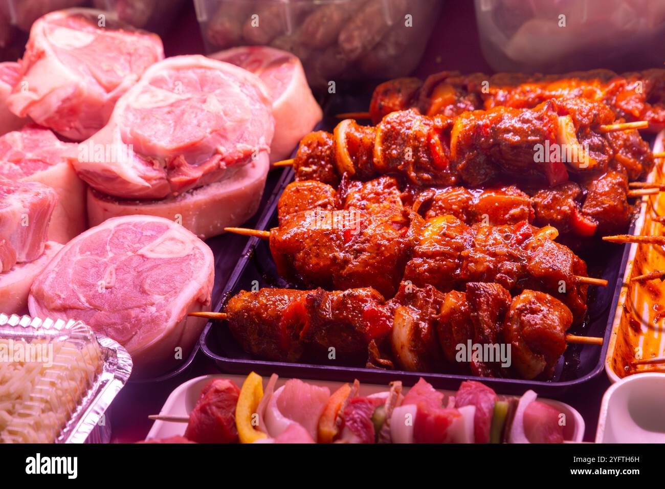Meat counter in a butchery Stock Photo - Alamy