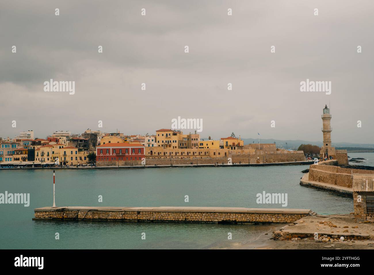A view of the CA view of the Cretan sea and Greek port of Chania on the ...