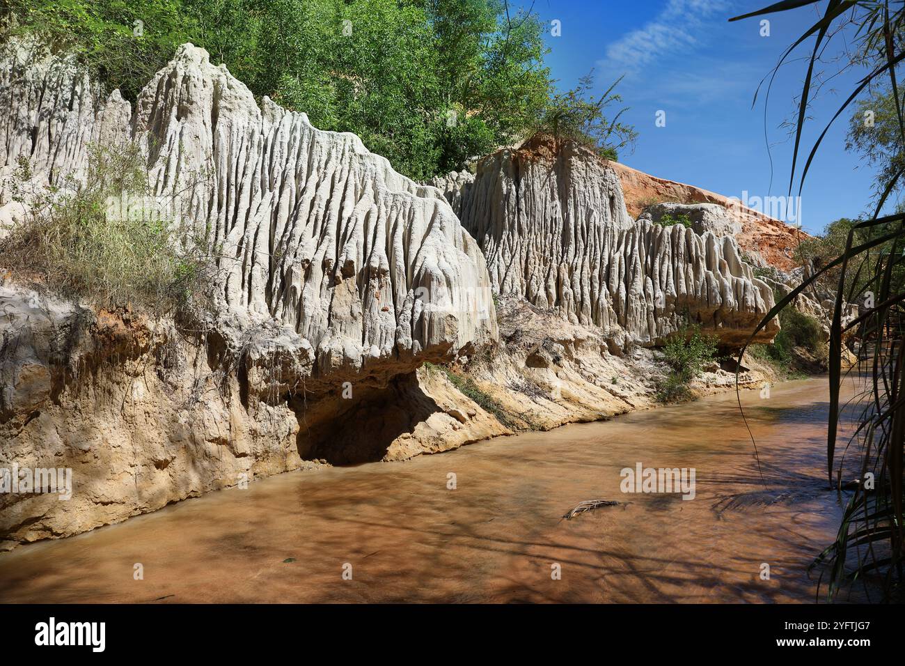 Fairy Stream Canyon. Red river between rocks and jungle. Mui Ne ...