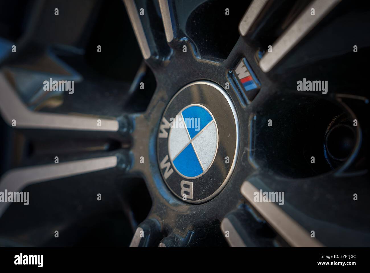 Close Up of BMW Wheel with Iconic Logo and M Performance Badge Stock ...