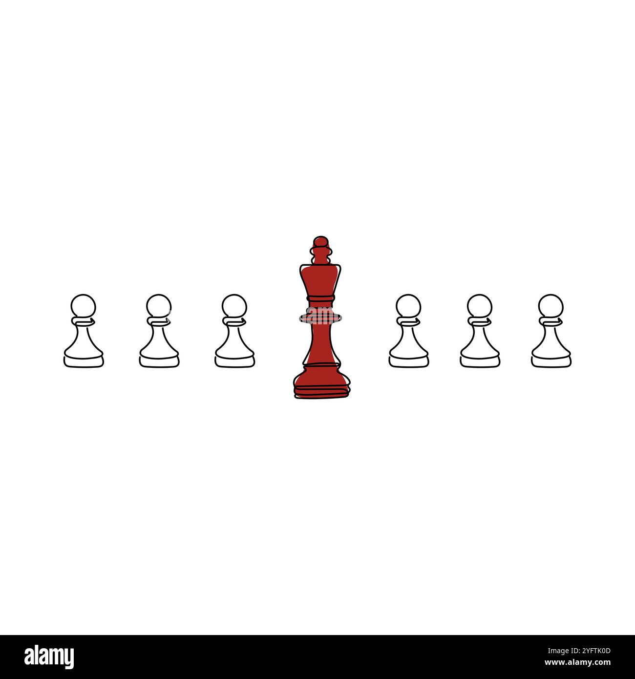 Queen and pawn, chess pieces. Chess figure in one line drawing style ...