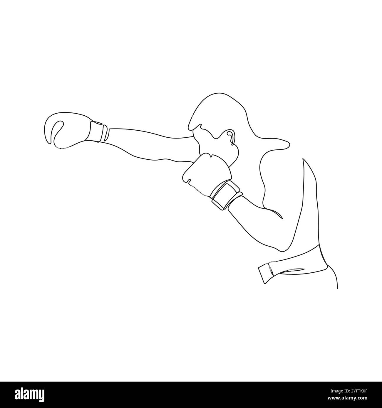 Sporty man boxer. One line art. Boxer or fighter make a beat punch with ...