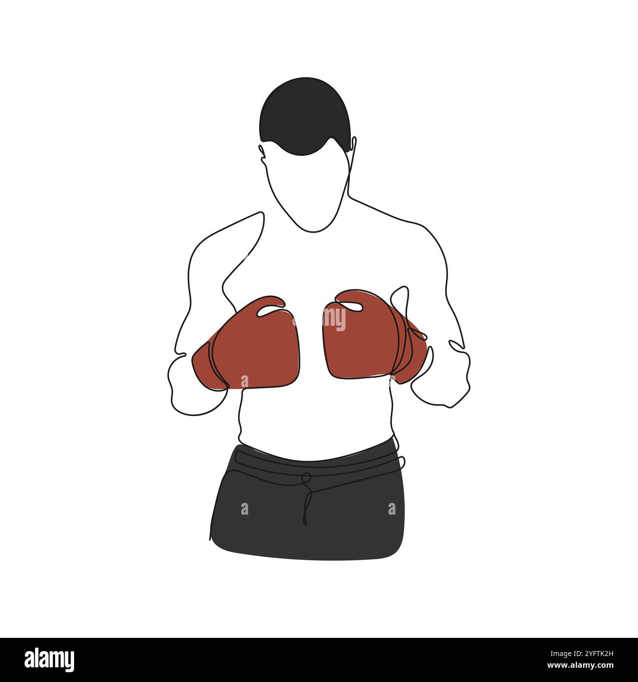Sporty man boxer. One single line drawing. Athlete wearing boxing ...
