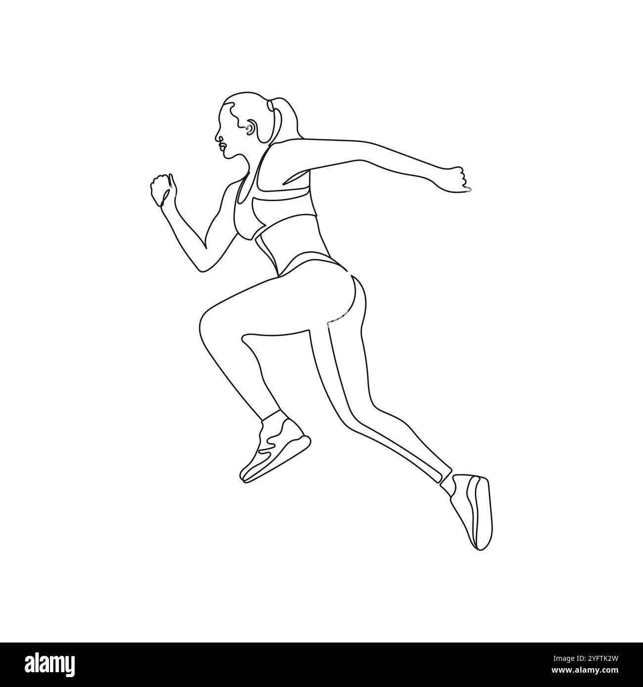 Running athlete woman. One line drawing. Vector illustration Stock ...