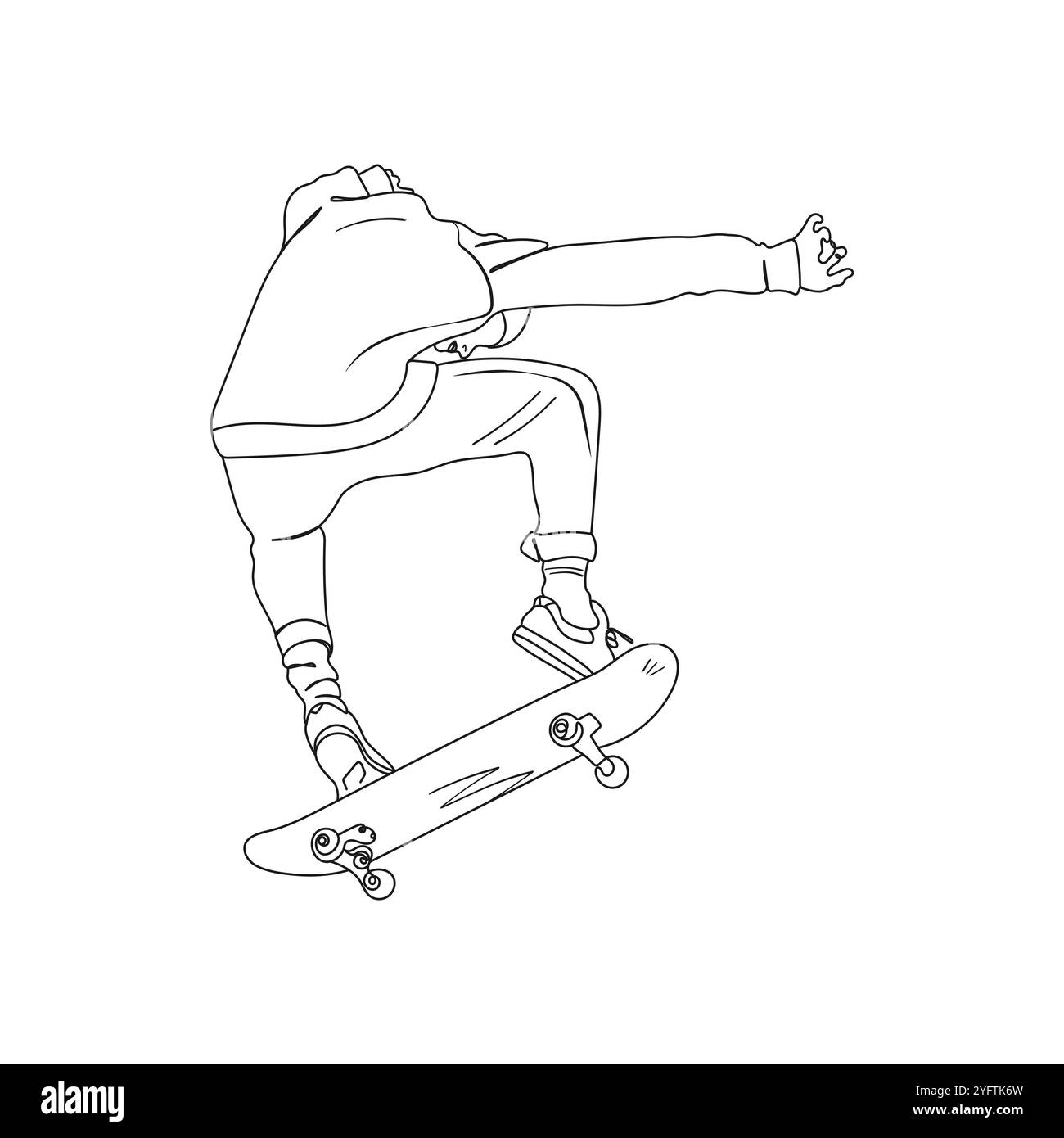 Skateboarder doing a trick with skateboard. Man jumping with skateboard ...