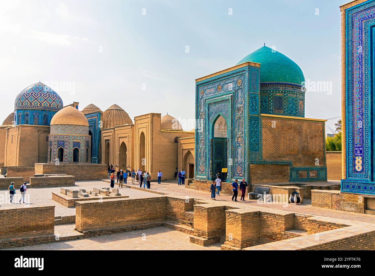 View of the necropolis Shah-i-Zinda from the south. Samarkand ...