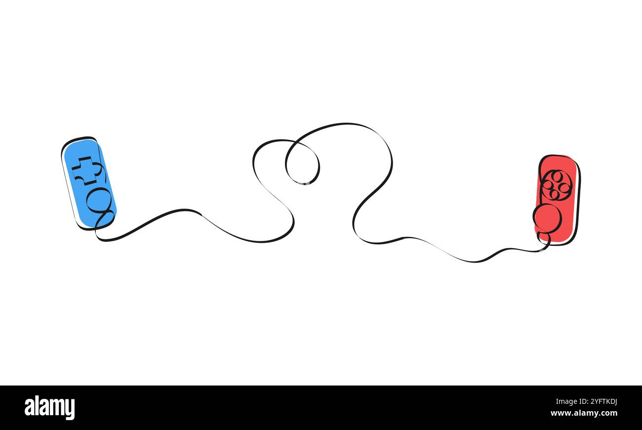 Vector game joy-con controllers in one line style. Wireless game ...