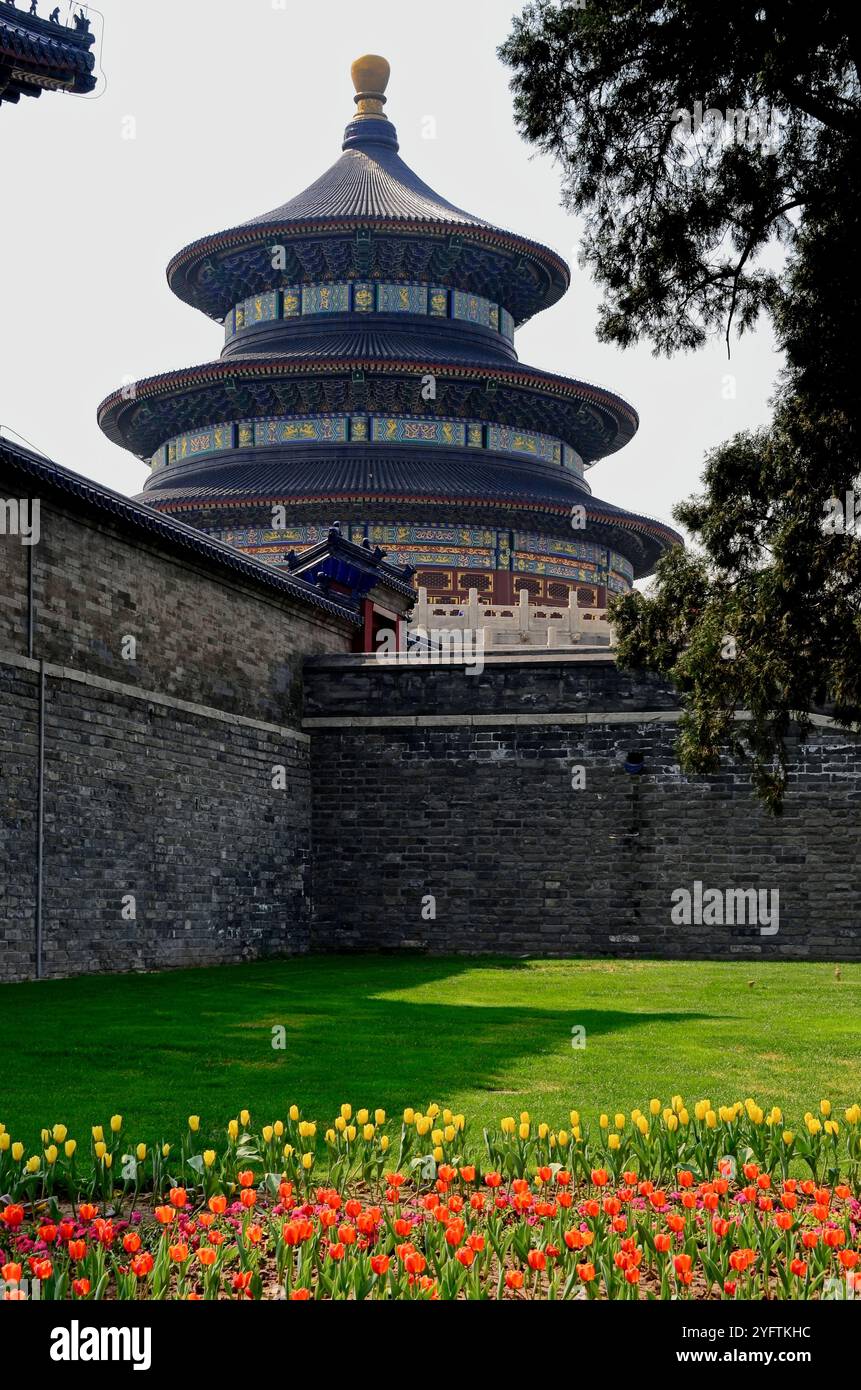 The triple-roofed building of the Hall of Prayer for Good Harvests in ...