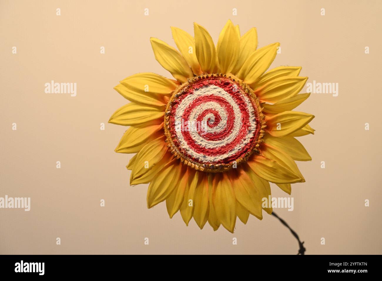 A sunflower sculpture at The World of Tim Burton exhibition in London ...