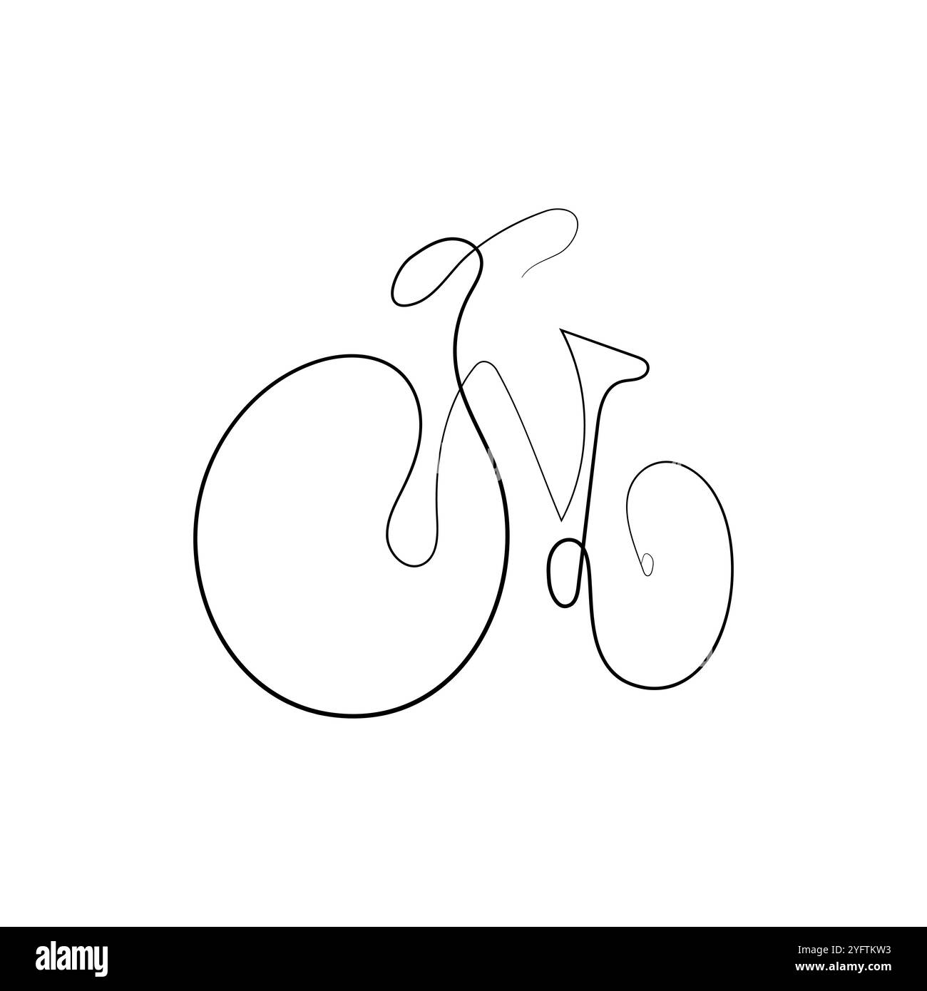 Continuous Line Art of classic bicycle. Hand drawing of bike ...