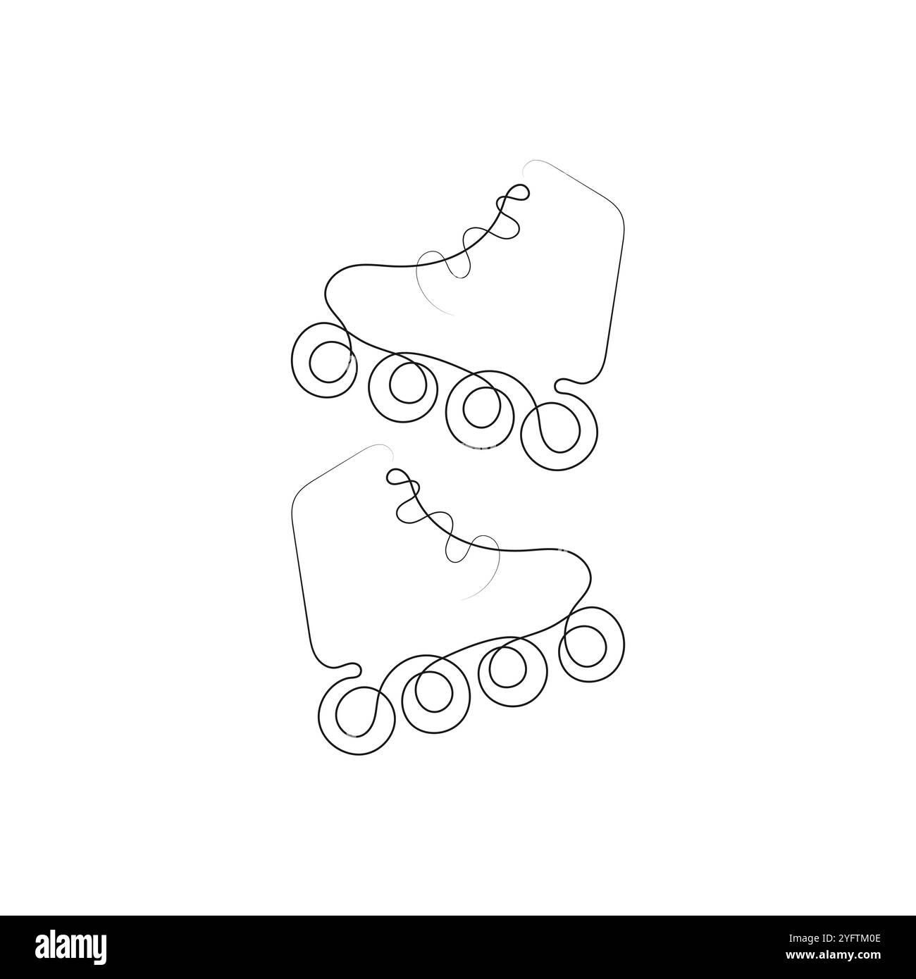 One line drawing of pair of roller skate shoes. Roller skating ...