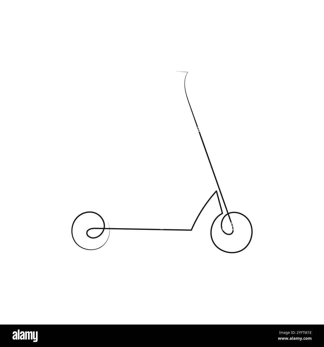 Scooter in one line art drawing style. Green city transport for short ...