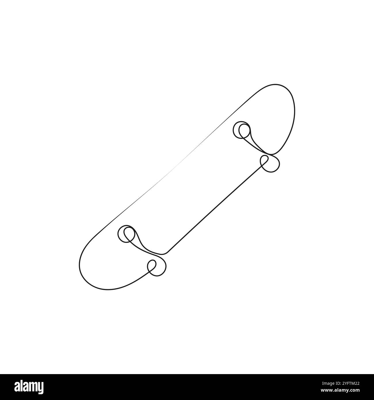 One line drawing of skateboard. Hipster extreme classic sport concept ...