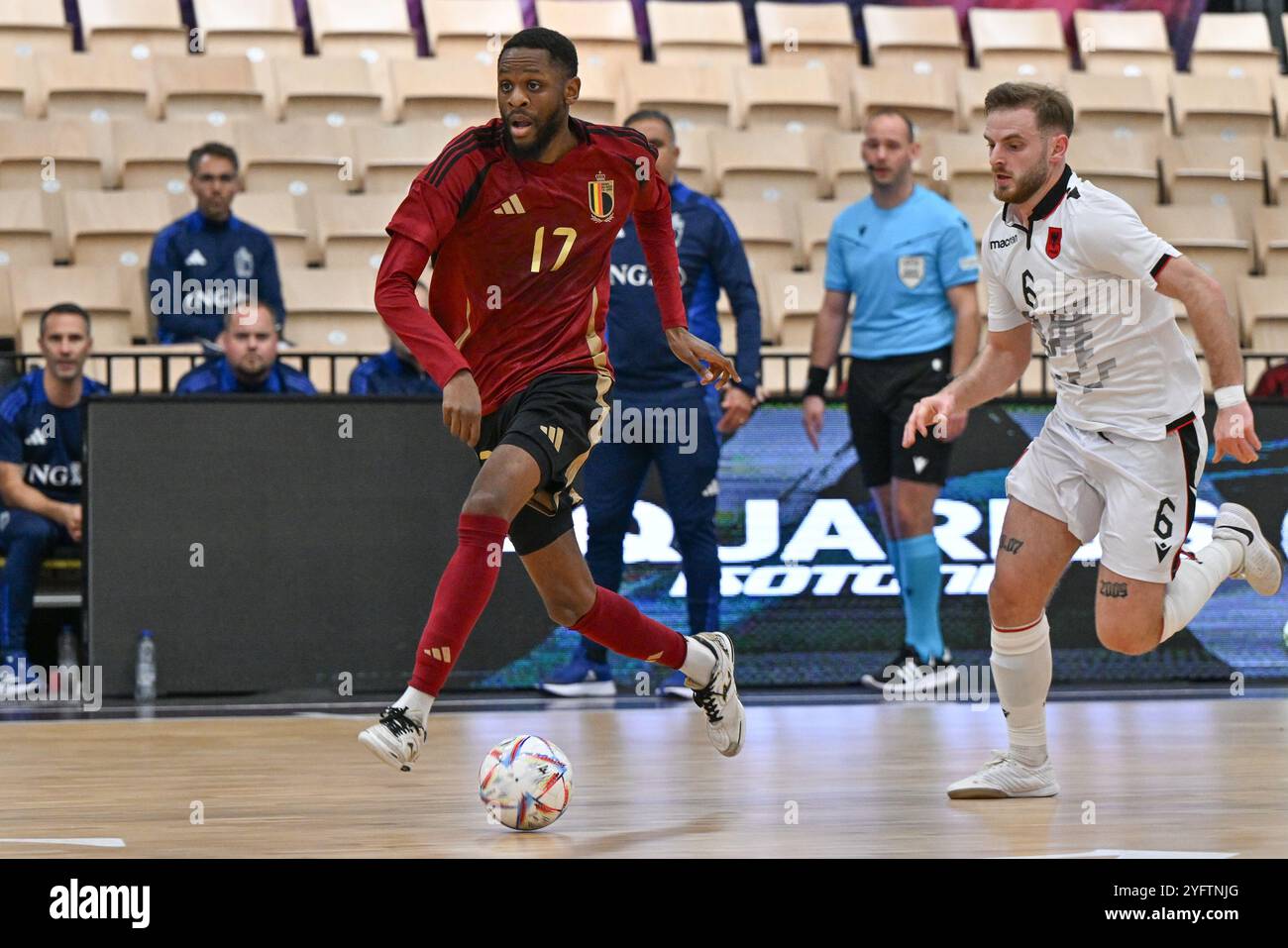 Omekenge Don Smith (17) of Belgium and Briland Toma (6) of Albania ...