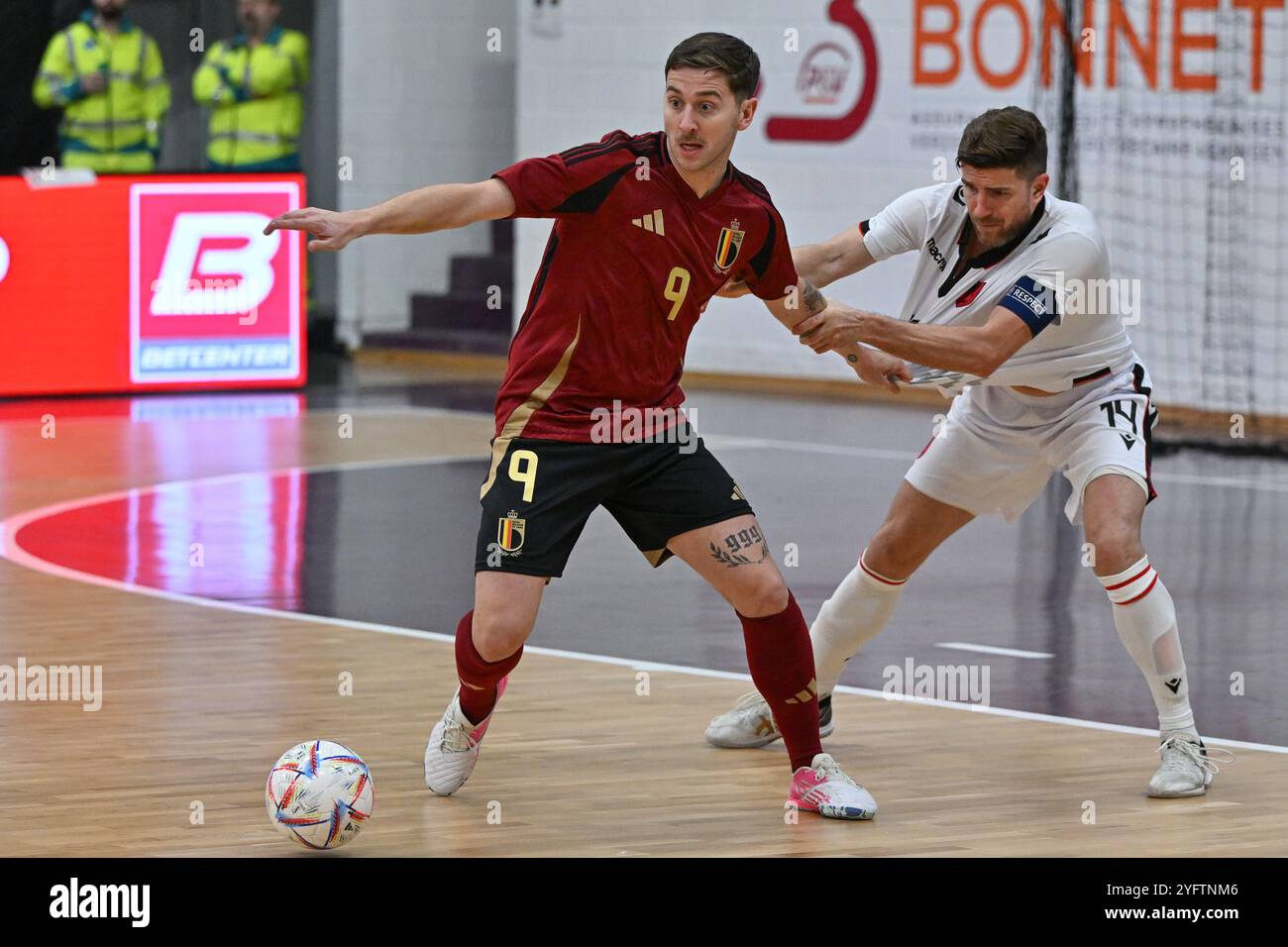 Benneth Vaelen (9) of Belgium and Roald Halimi (14) of Albania pictured ...