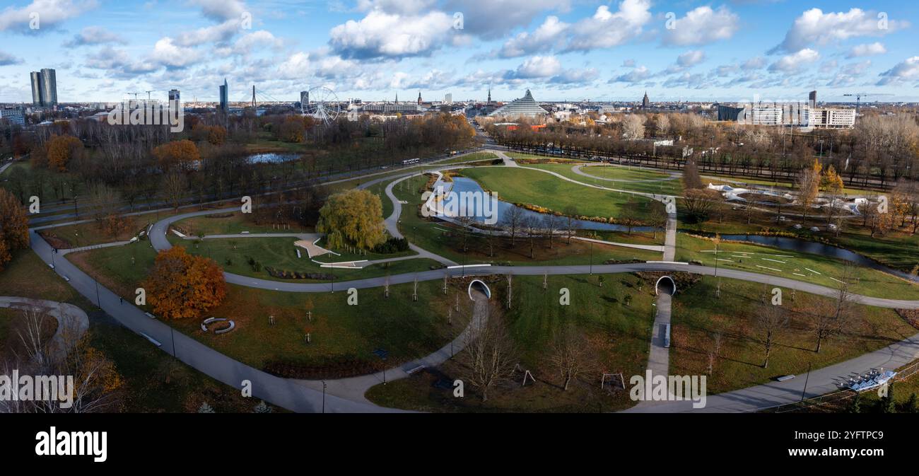 Aerial View of Victory Park and Riga Skyline in Autumn Stock Photo - Alamy