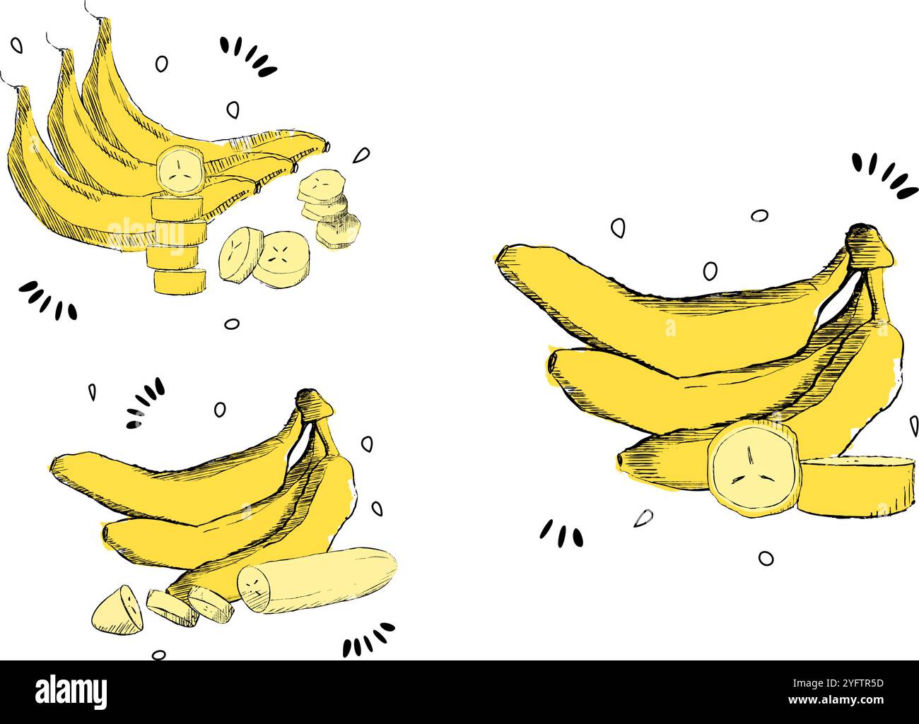 illustrations and vector art, tropical fruit yellow banana composition ...