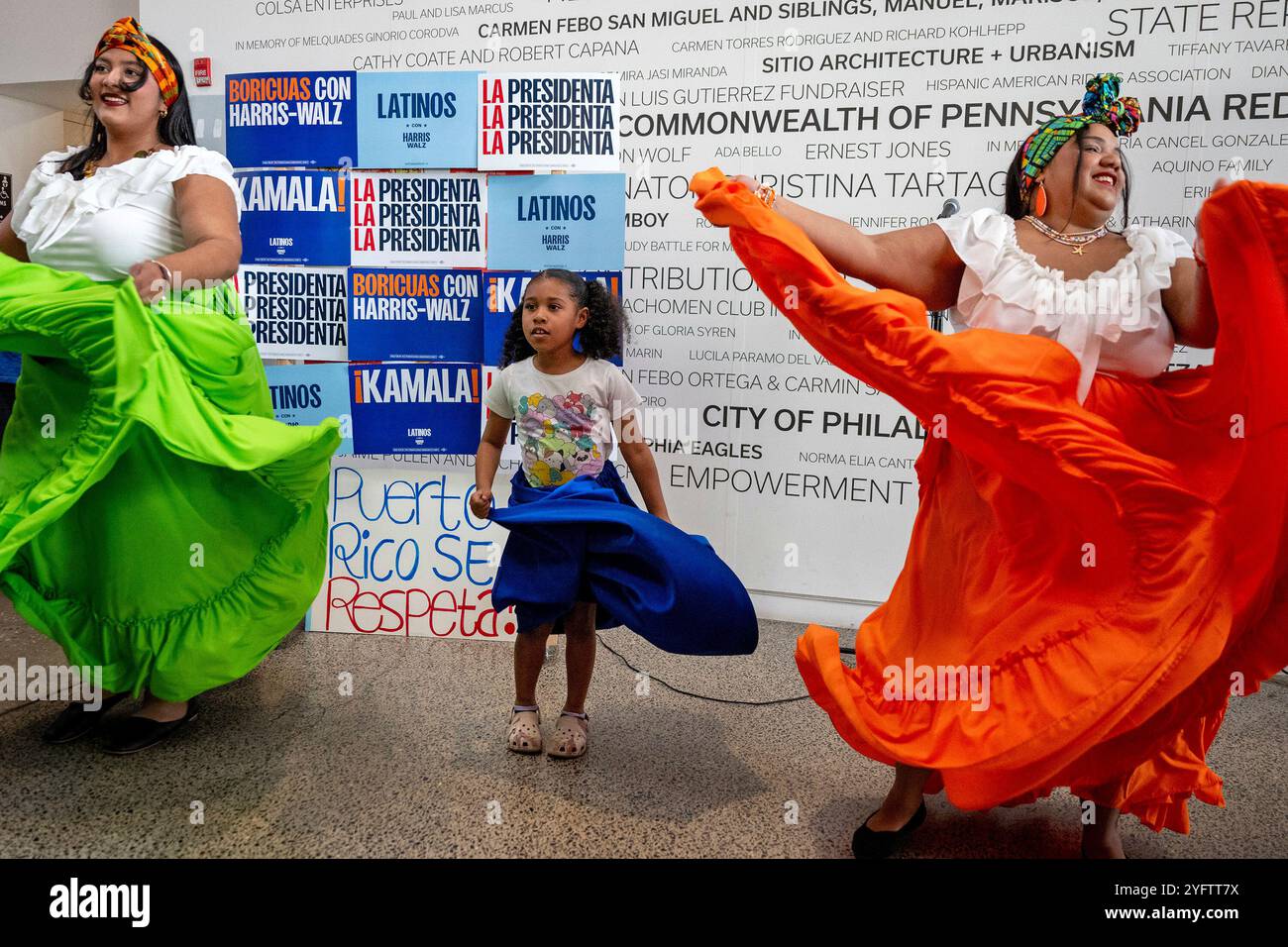 Puerto Rican dancers perform at a campaign event for Kamala Harris at ...