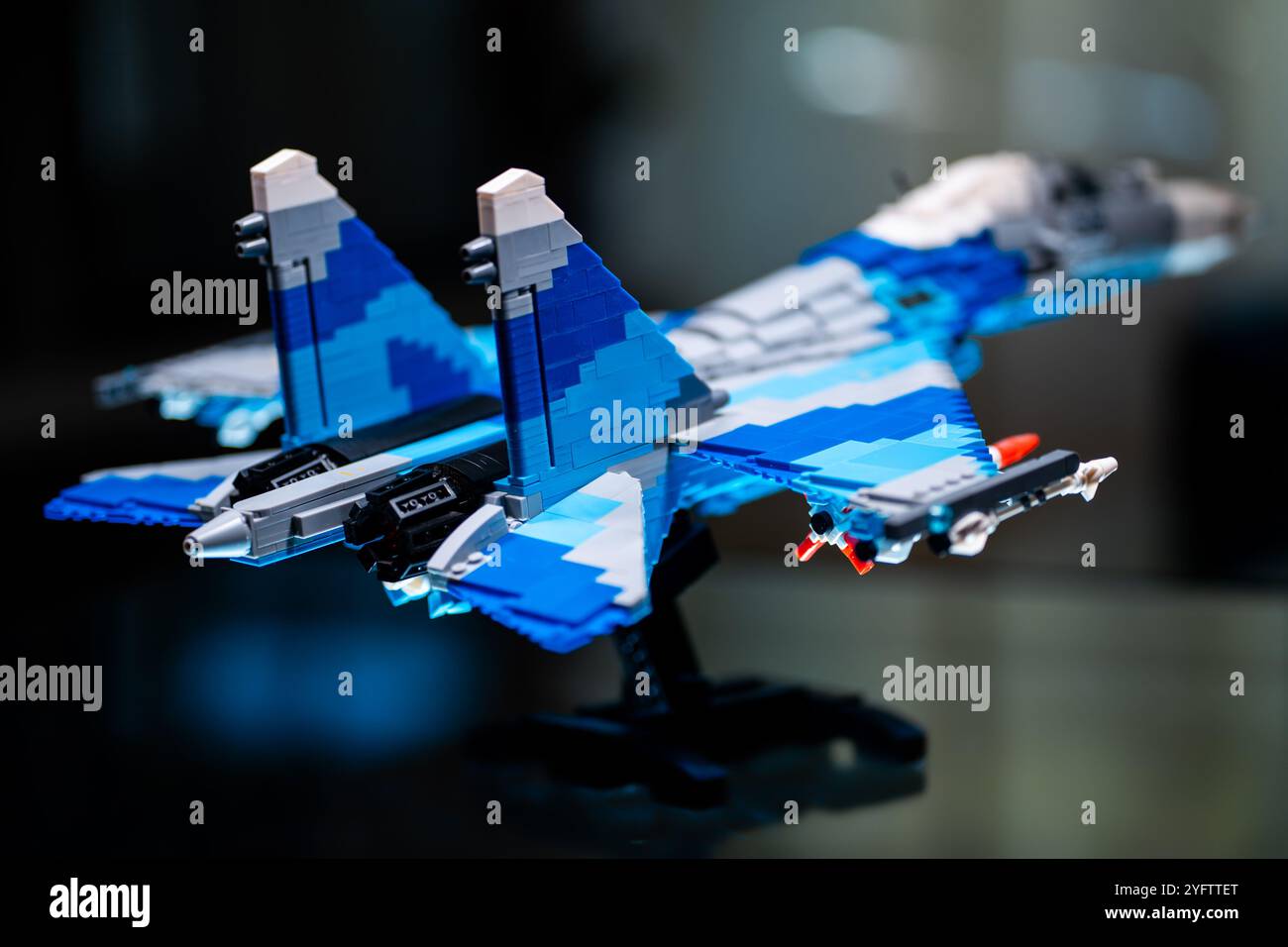 airplane toy model of modern military fighter jet SU 27 of russian or ...