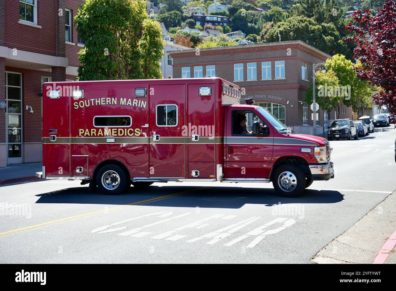 Southern Marin Paramedic truck outside Fire Station No. 1 Stock Photo ...