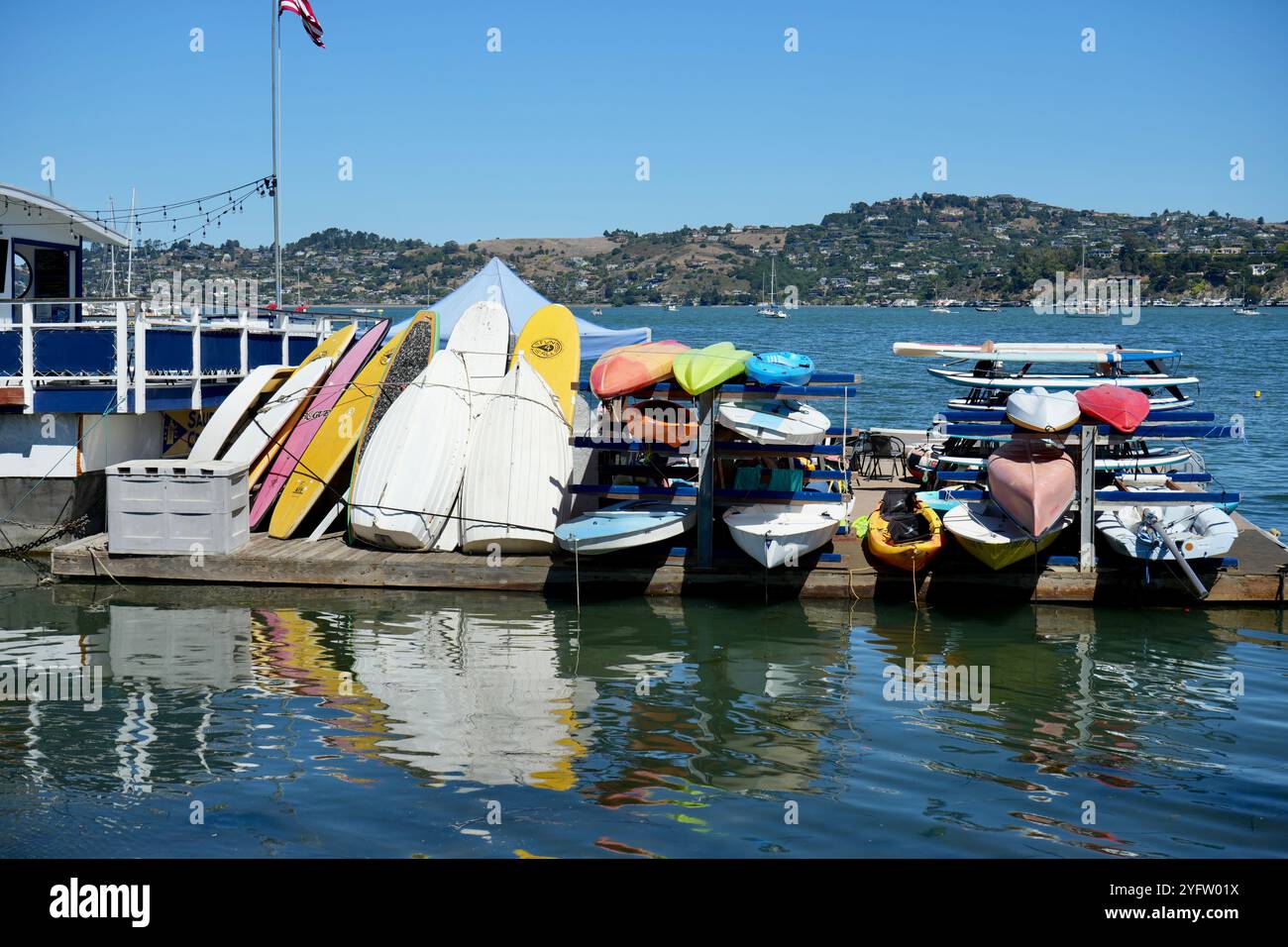 Rowing Boats and Canoes stacked up close to Sausalito Cruising Club ...