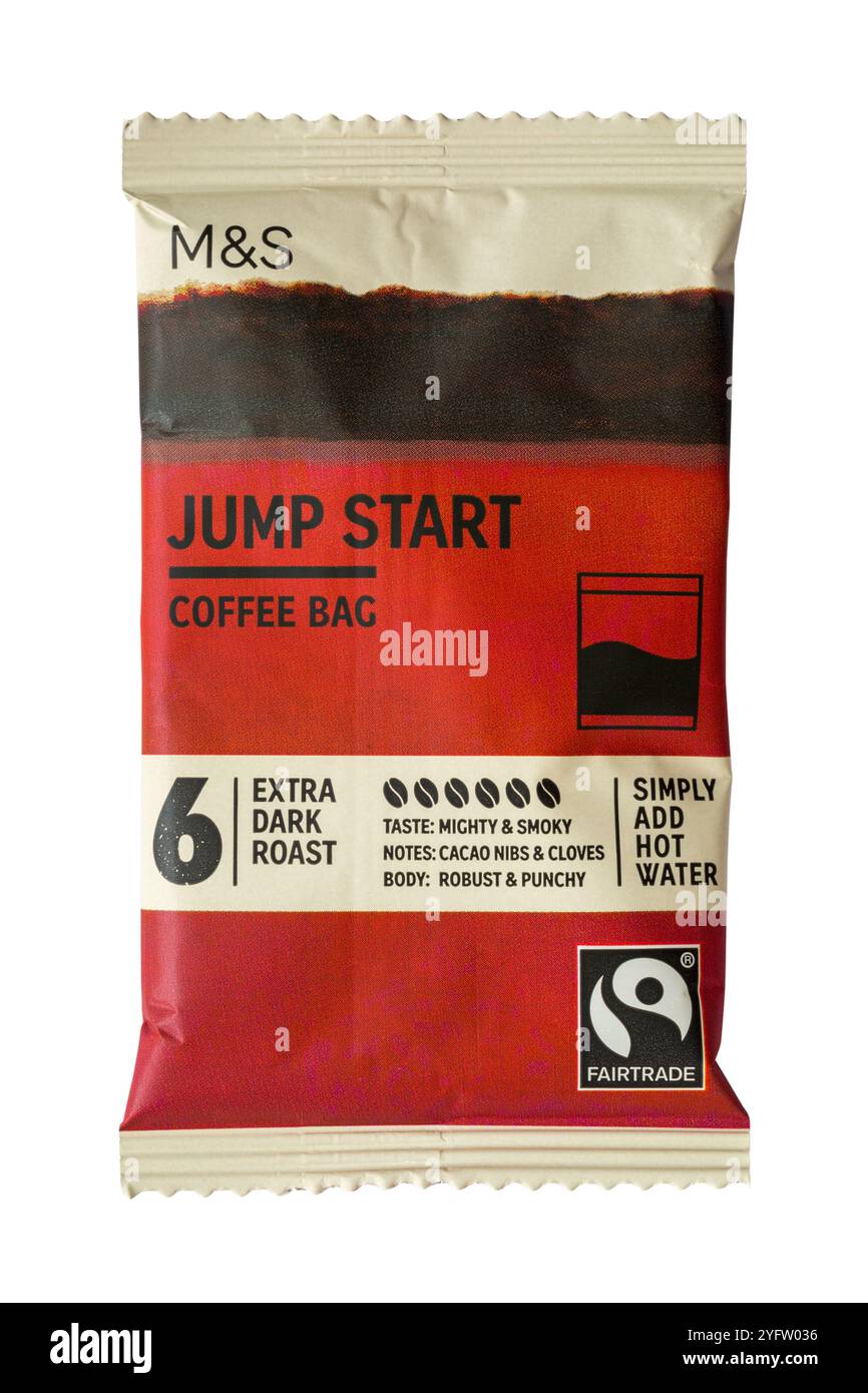 Jump Start Coffee Bag from M&S isolated on white background Stock Photo ...