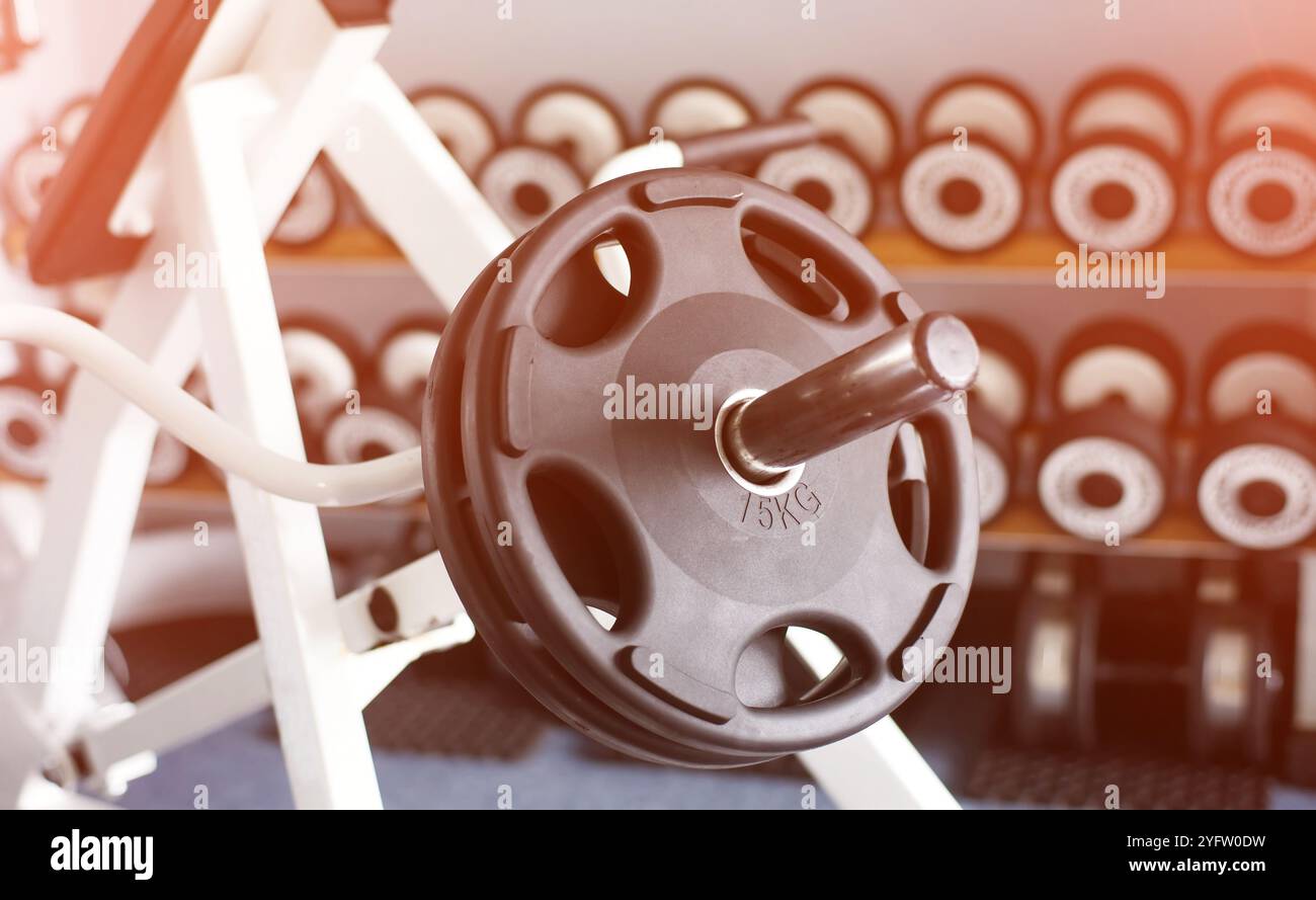 diverse equipment and machines at the gym room Stock Photo - Alamy