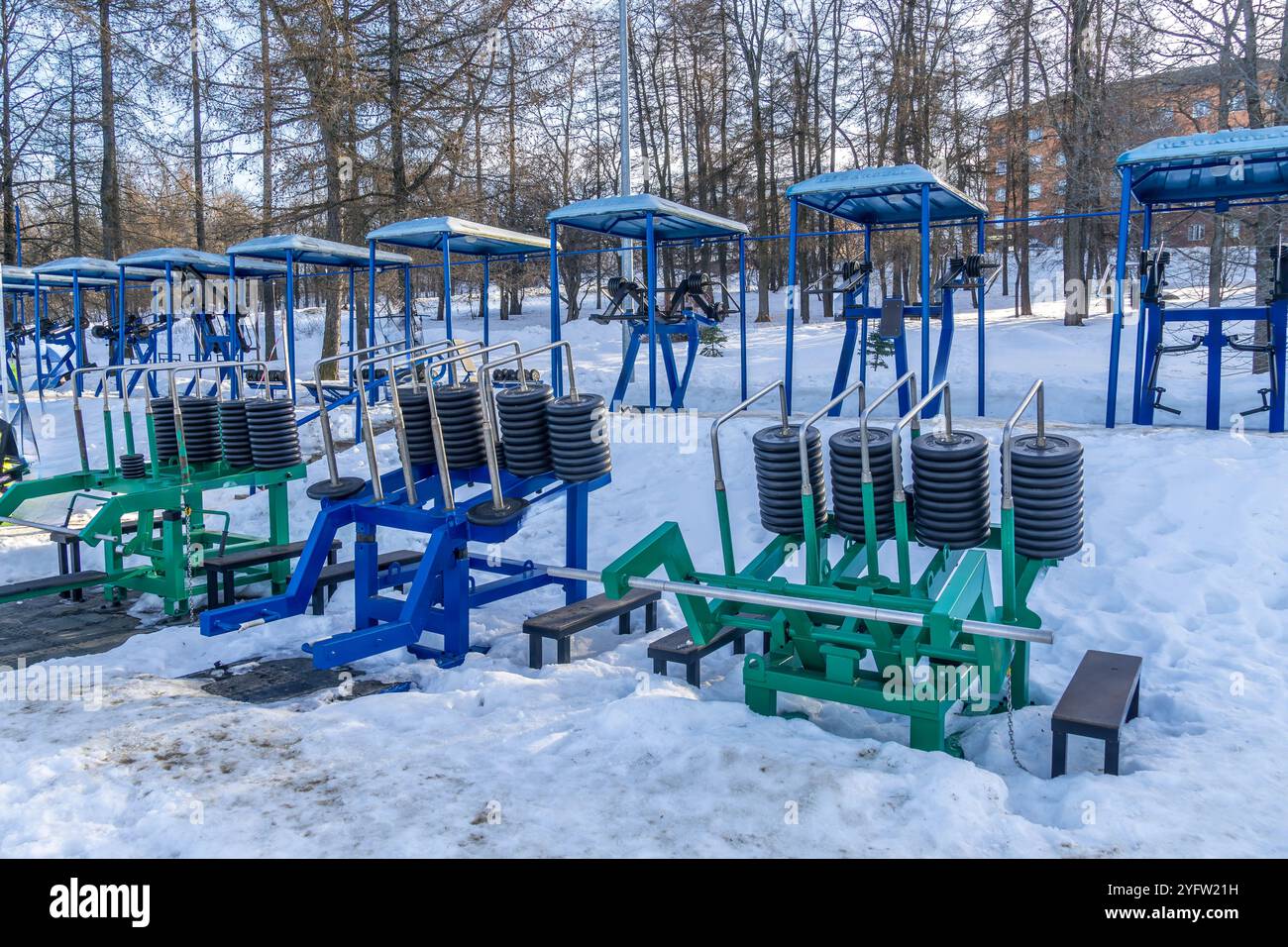 The gym equipment and machines for physical development training in the ...