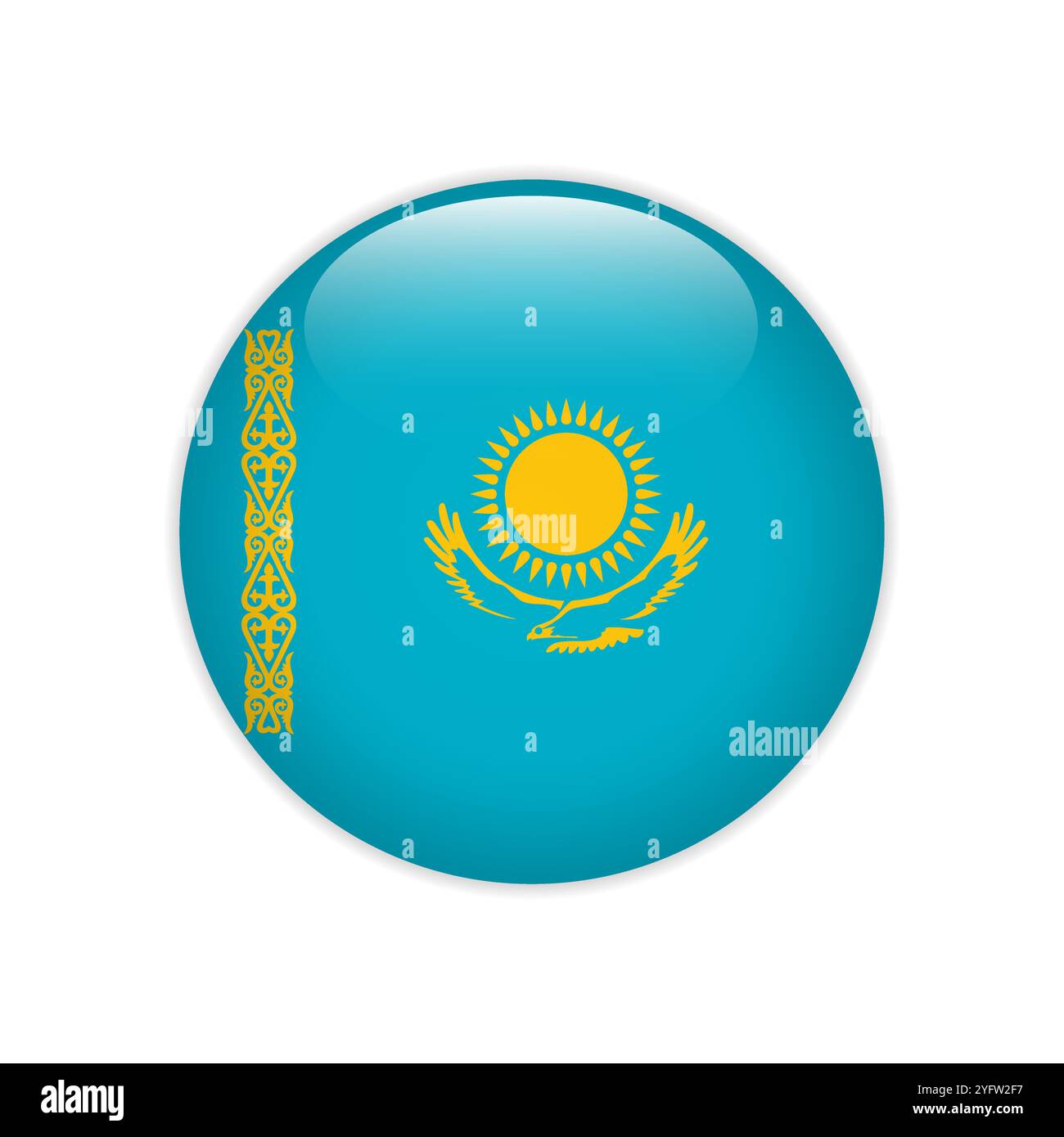 Kazakhstan flag on button Stock Vector Image & Art - Alamy