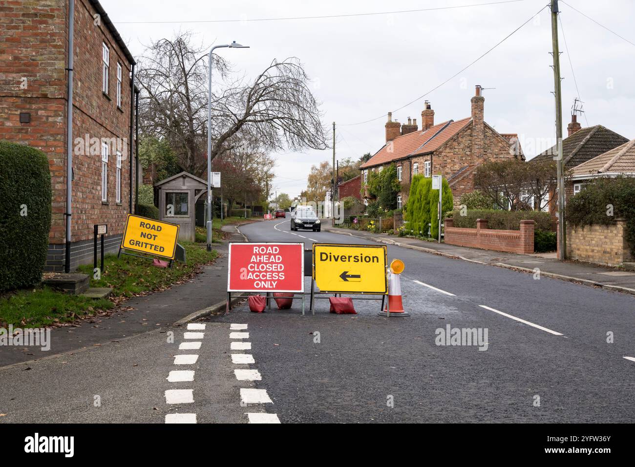 Traffic diversion in village High Street, Cherry Willingham, Lincoln ...