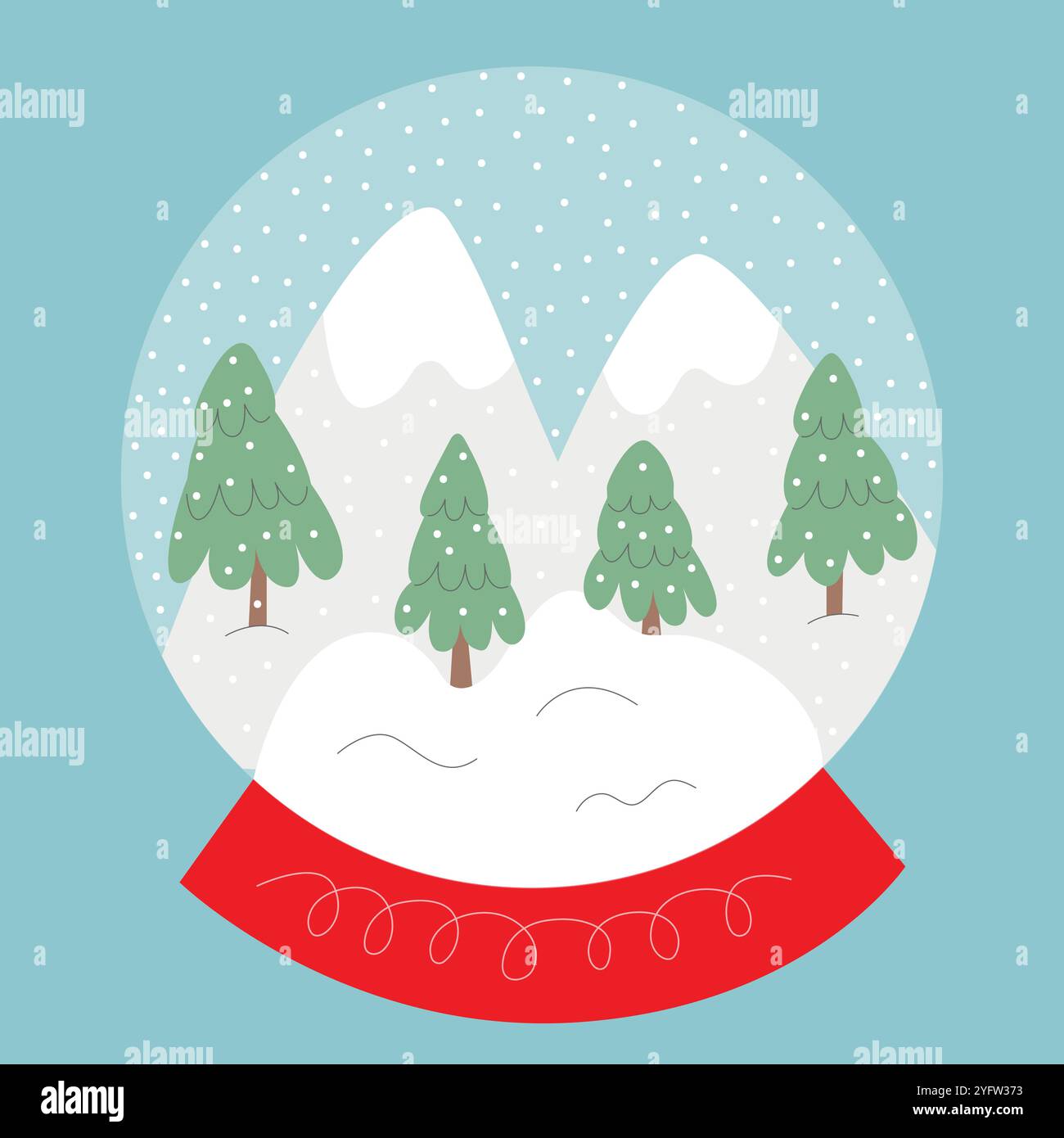 Flat snow globe with winter mountains landscape Stock Vector Image ...