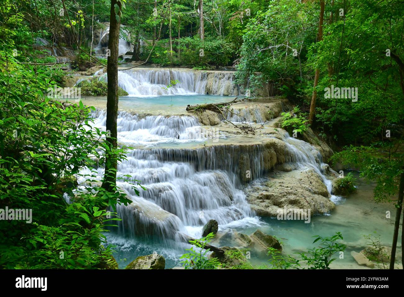 Nature Landscape of Erawan Falls in Erawan National Park, Kanchanaburi ...
