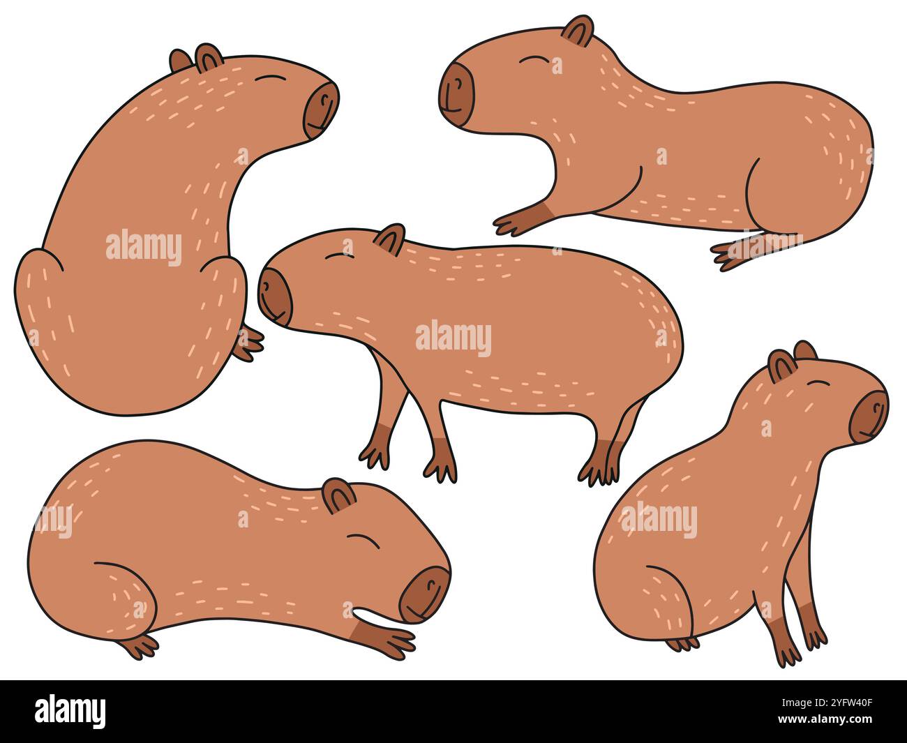 Capybaras vector flat set Stock Vector Image & Art - Alamy