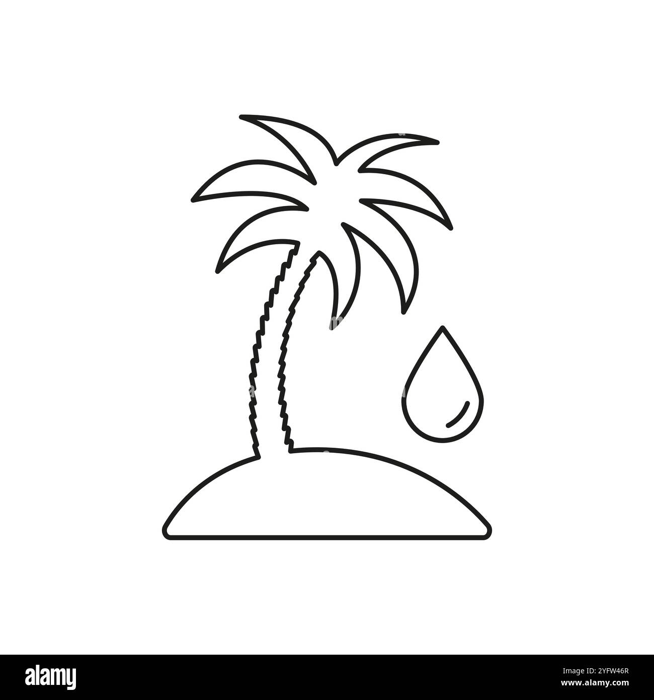 Palm Tree with Oil Drop Line Icon. Palm Oil Production and ...