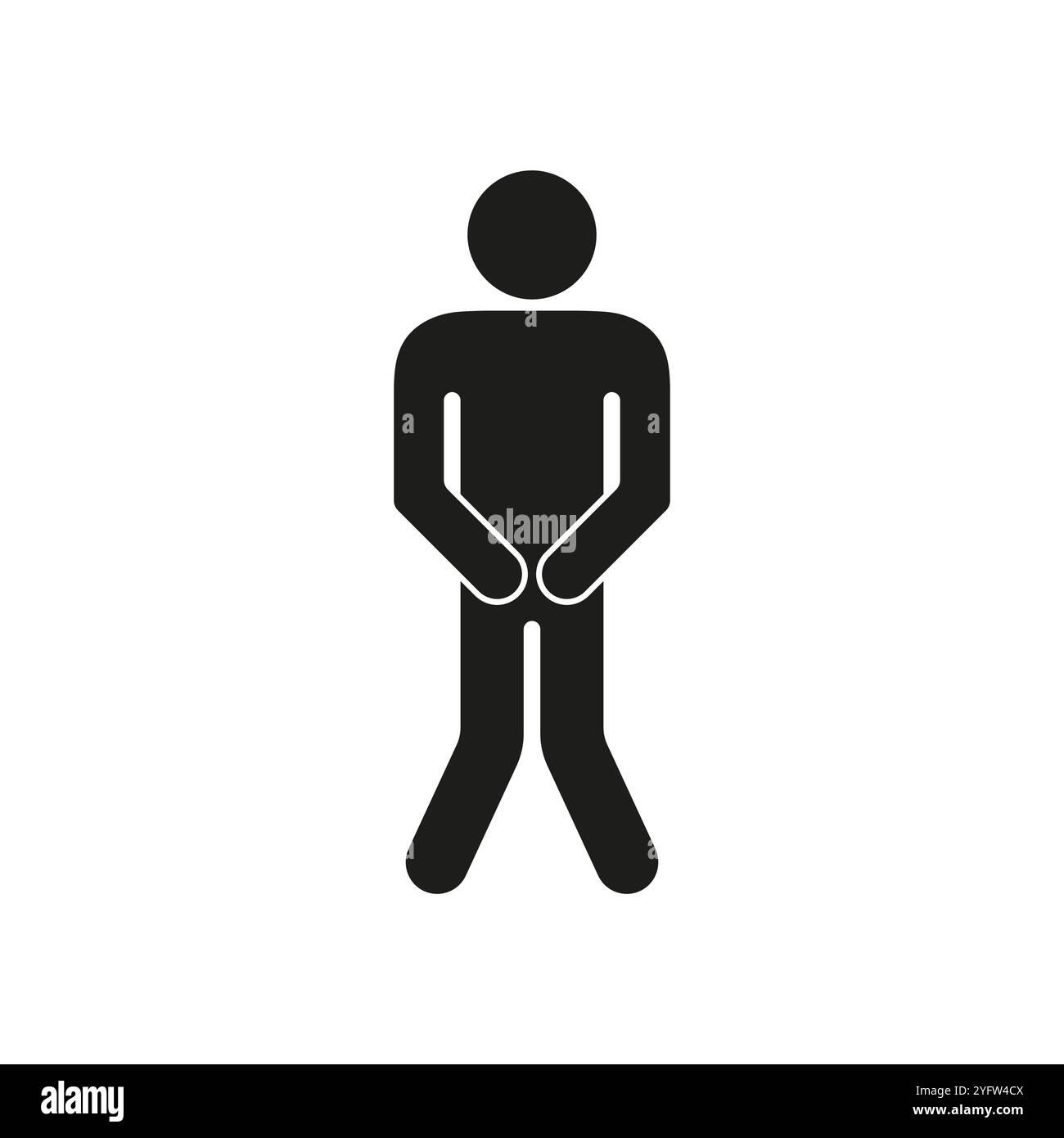 Man Standing with Pee Pose Sign. Restroom Urgency Silhouette Icon ...